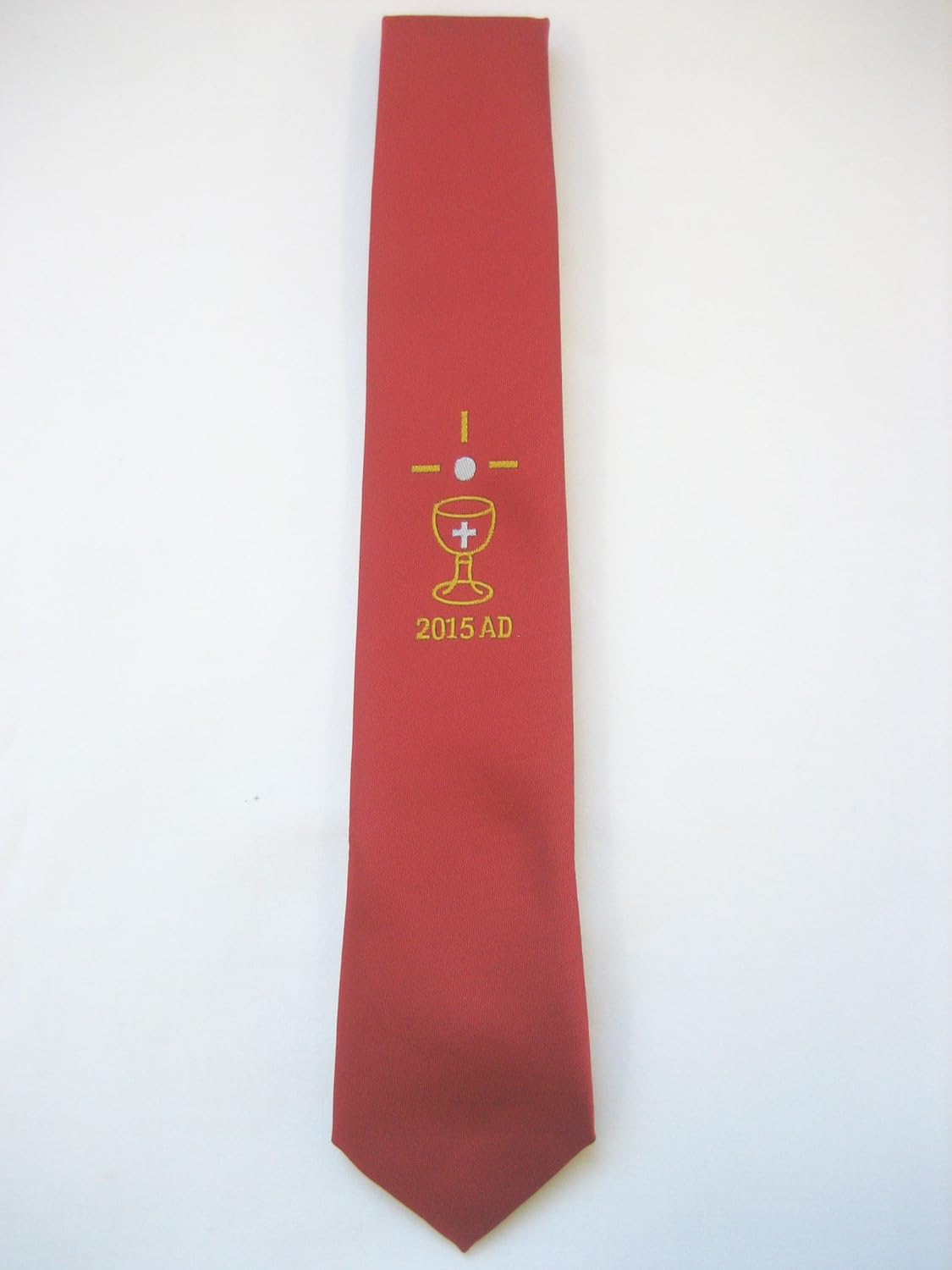 BOYS RED FIRST HOLY COMMUNION KEEPSAKE TIE WTH CHALICE AND DATE 2015 AD ...