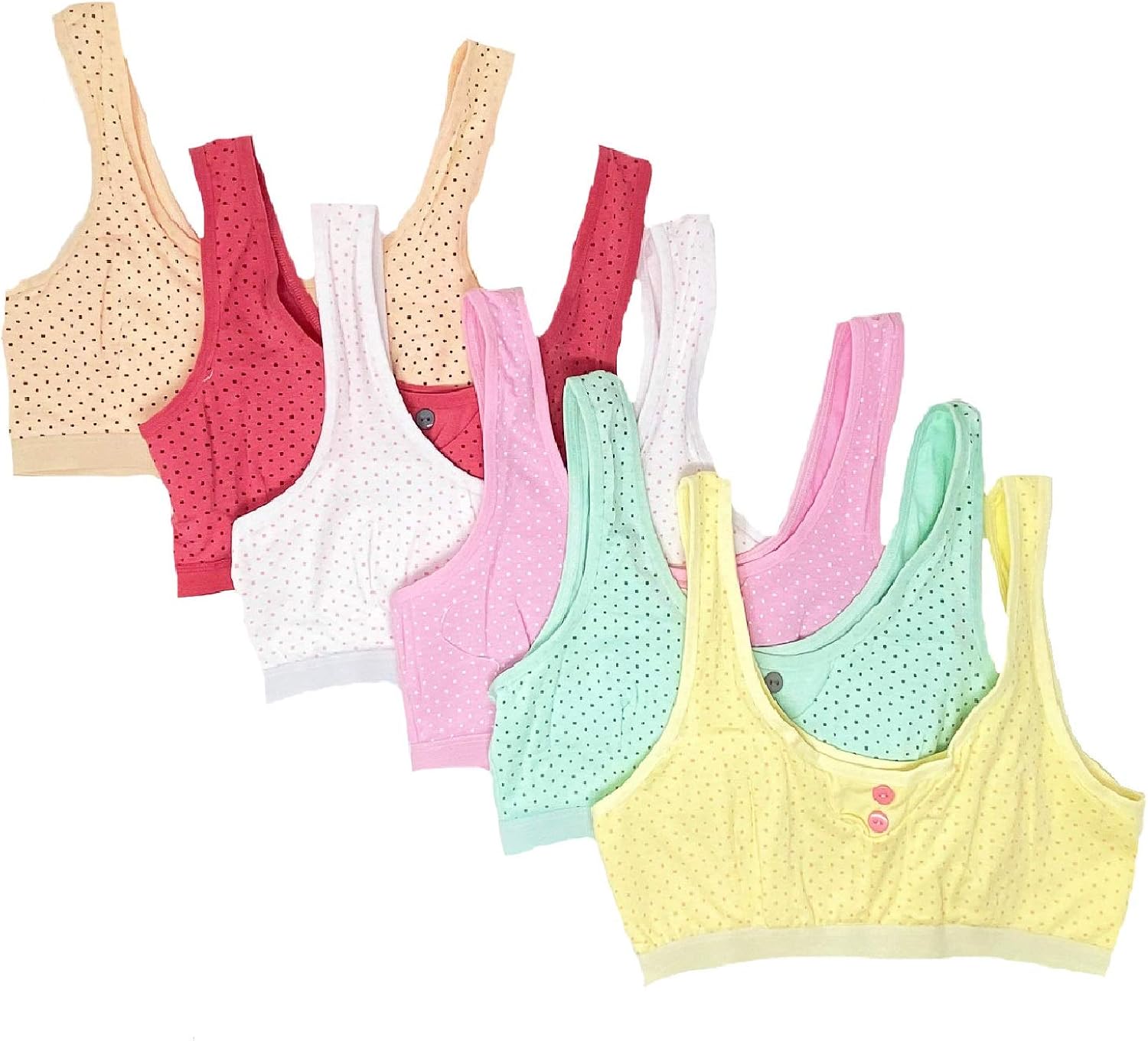 Amazon.com: I&S Girl's Junior Teen 6 Pack Modern Sporty Bralettes Style ...