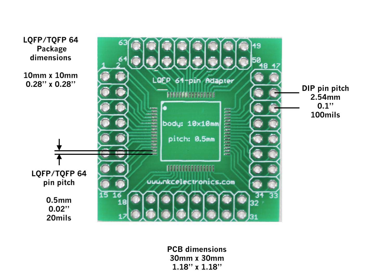 Proto-Advantage QFN-28 to DIP-28 SMT Adapter 0.8 mm Pitch, 7 x 7 mm ...