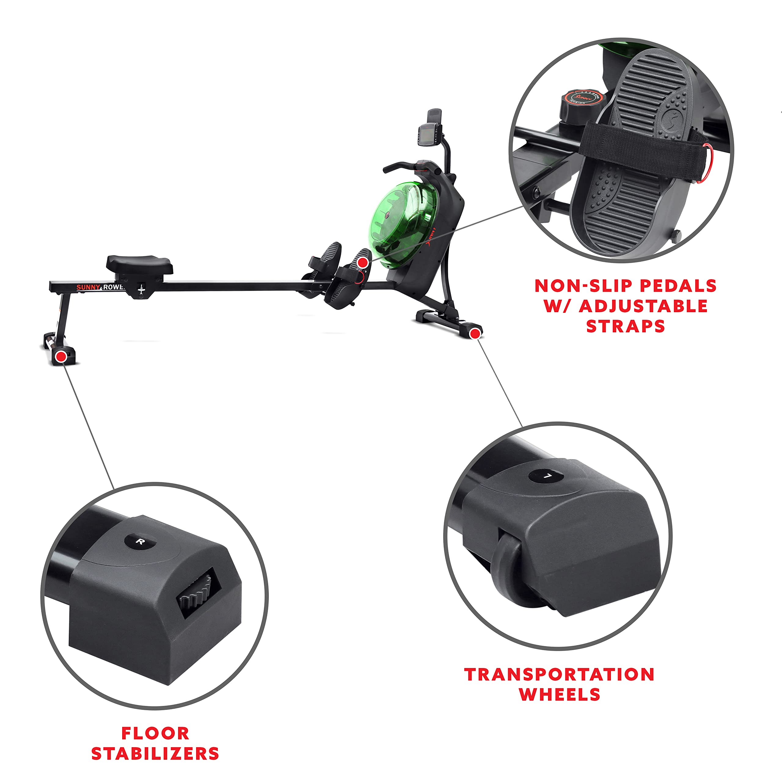 Mua Sunny Health & Fitness Elite Water Rowing Machine with High Dynamic ...