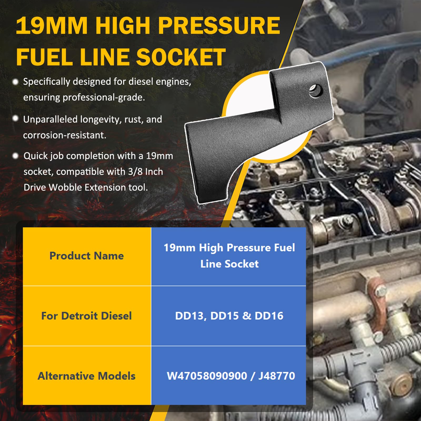 Mua E-cowlboy 19MM High Pressure Fuel Line Socket Tool for Detroit ...