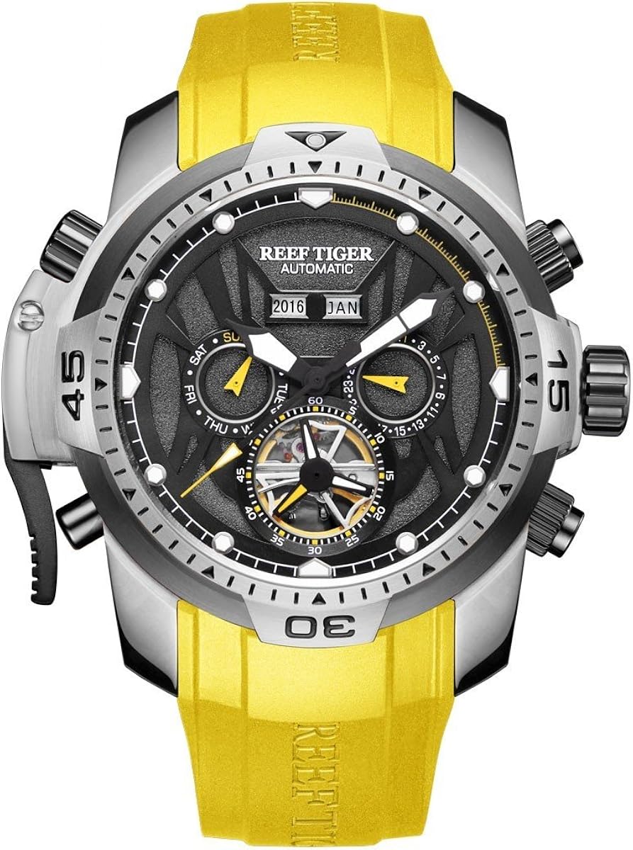 REEF TIGER Reloj Analógico Automático para Hombre con Correa en Caucho ...