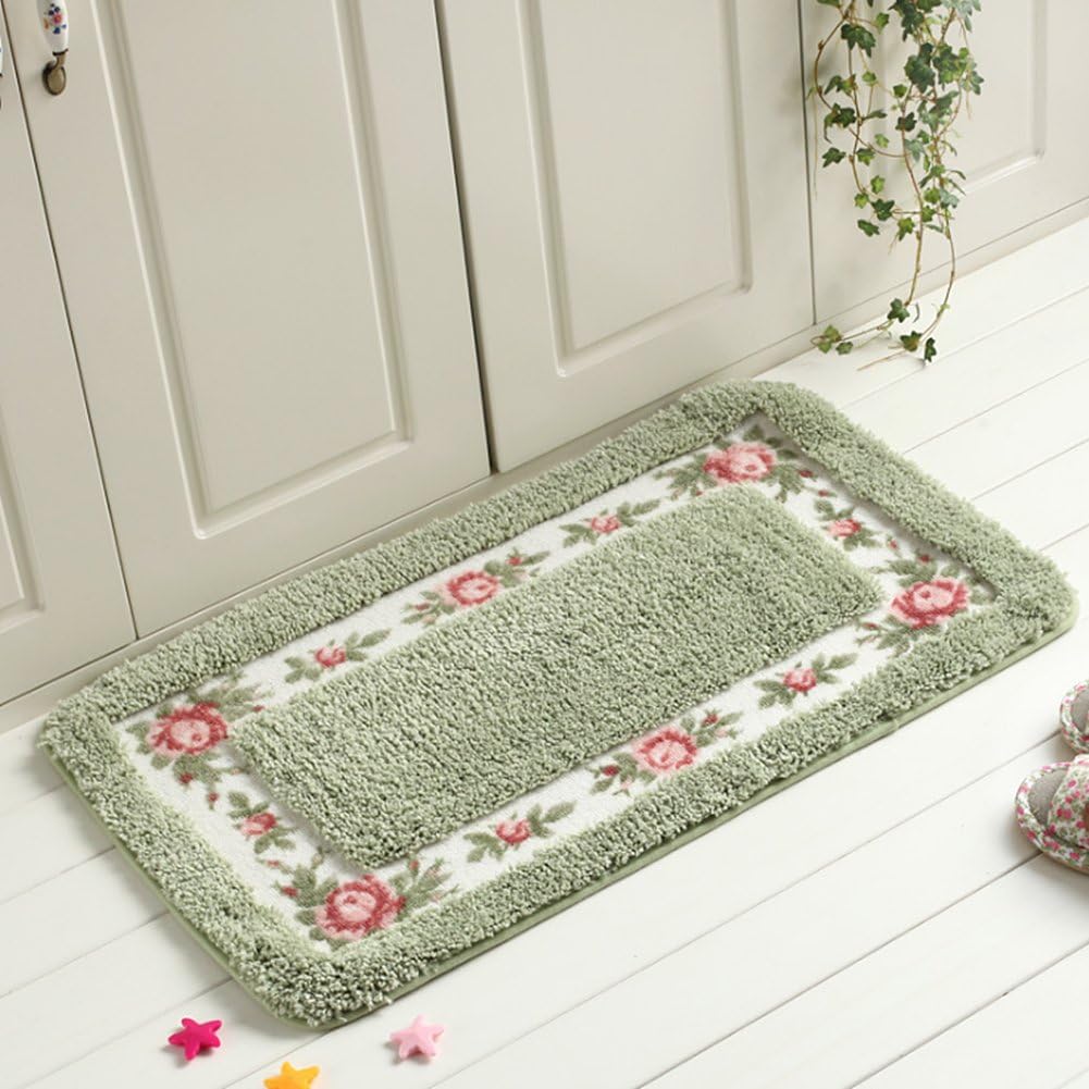 Amazon.com: Ukeler Soft Shag Floral Rose Bathroom Rugs Washable Non ...