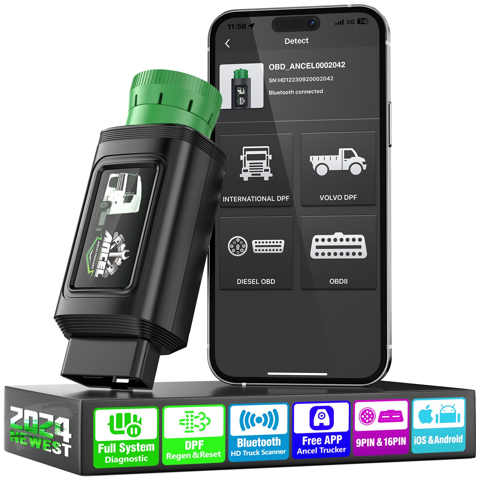 Mua ANCEL HD120 Bluetooth Heavy Duty Truck Scanner, Full System Diesel ...