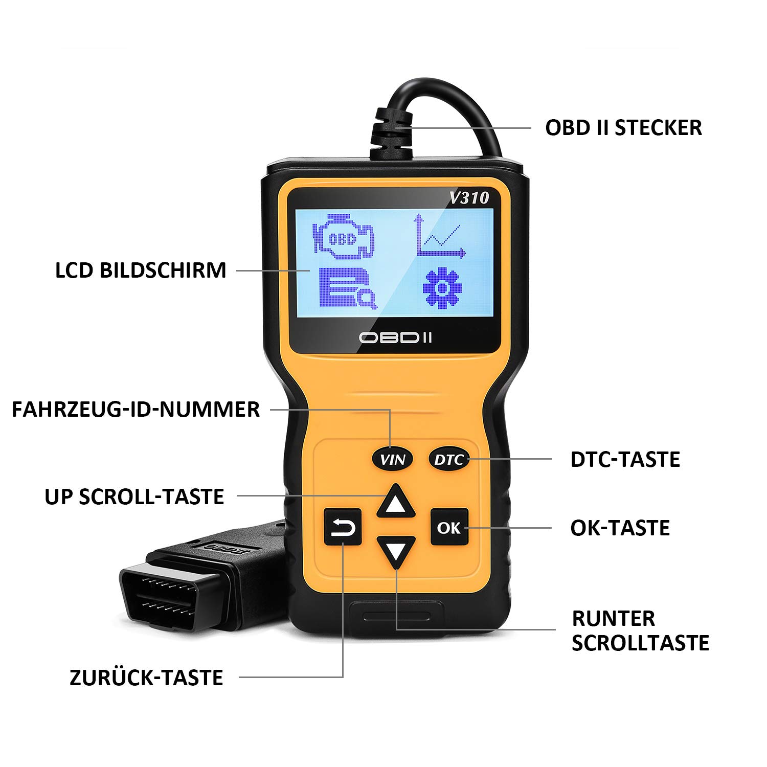 Kohree OBD2 Diagnosegerät Auto, Diagnose Scanner obd2, Auslesegerät ...