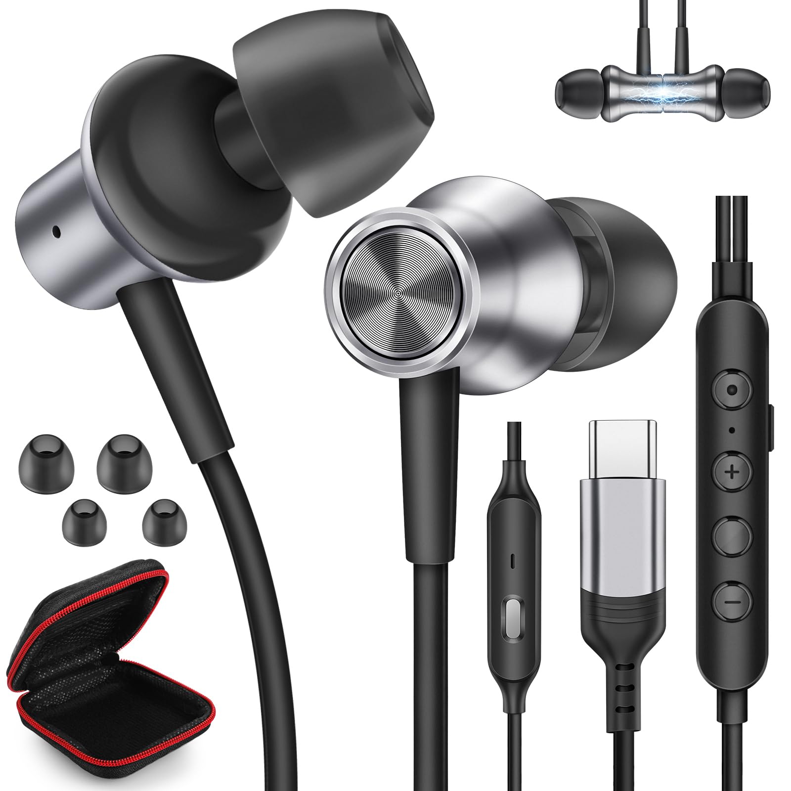 USB C Earbuds Voice Changer Mic for iPhone 16E with Child Female Voice ...