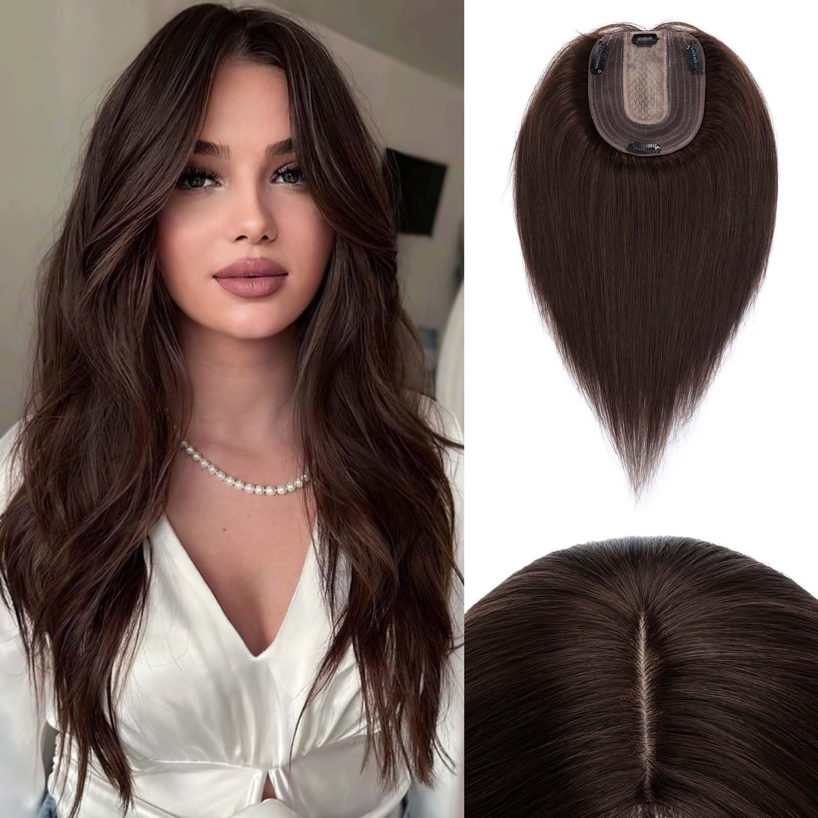 Rich Choices 12 Inch Hair Toppers for Women Real Human Hair Silk Base ...