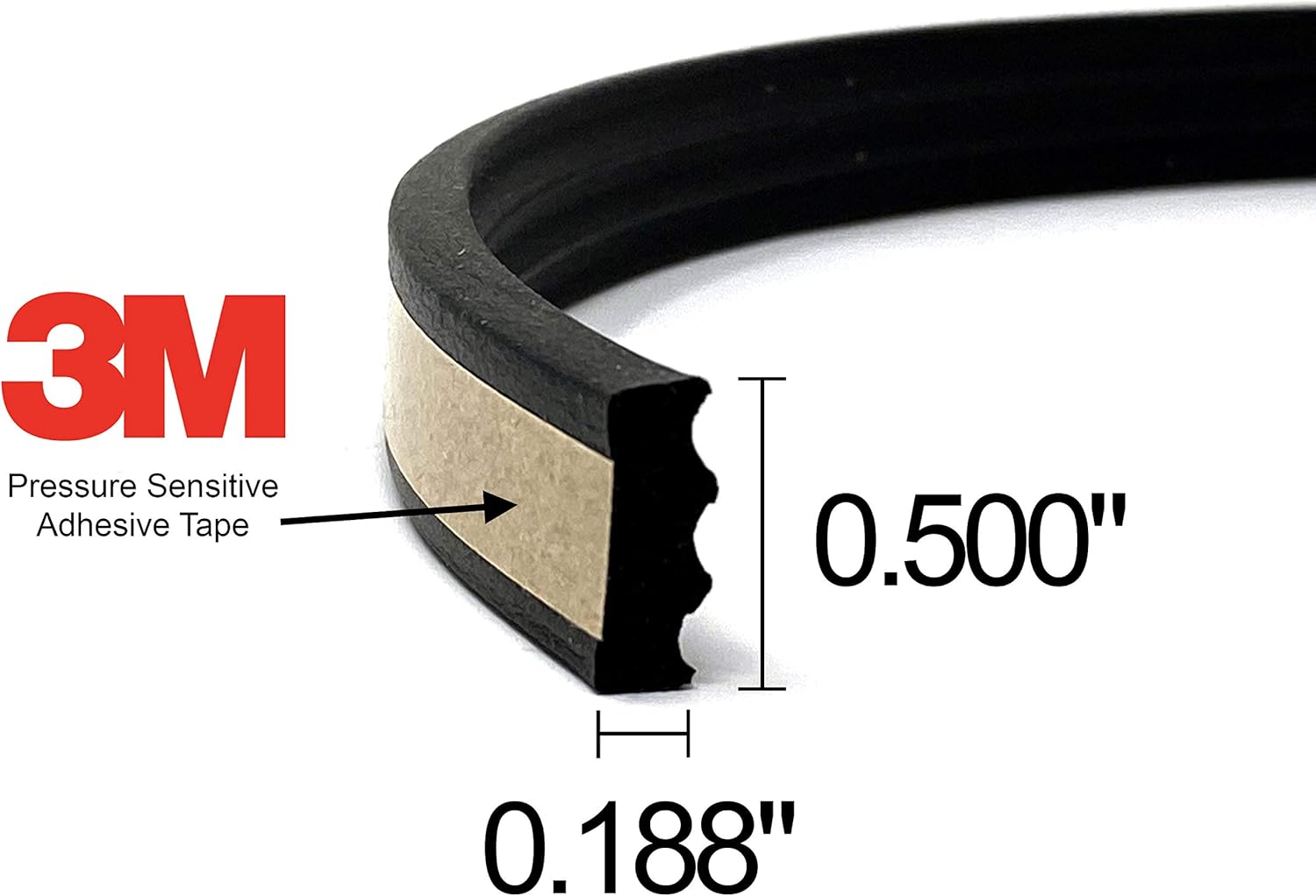 ESI Ribbed Rectangle Rubber Seal – .187” Height.500” Width, 25’ Length ...