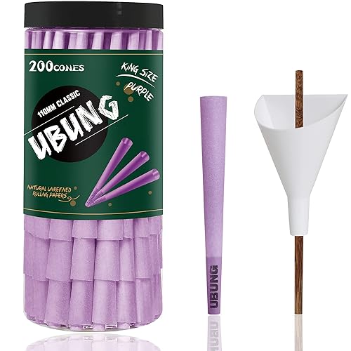 UBUNG CONES | 200 Pack | King Size Purple Pre Rolled Cones with Tips ...