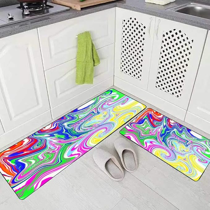 Amazon.com: Asdecmoly Soft Kitchen Rugs and Mats 2 Pieces, Gradient ...