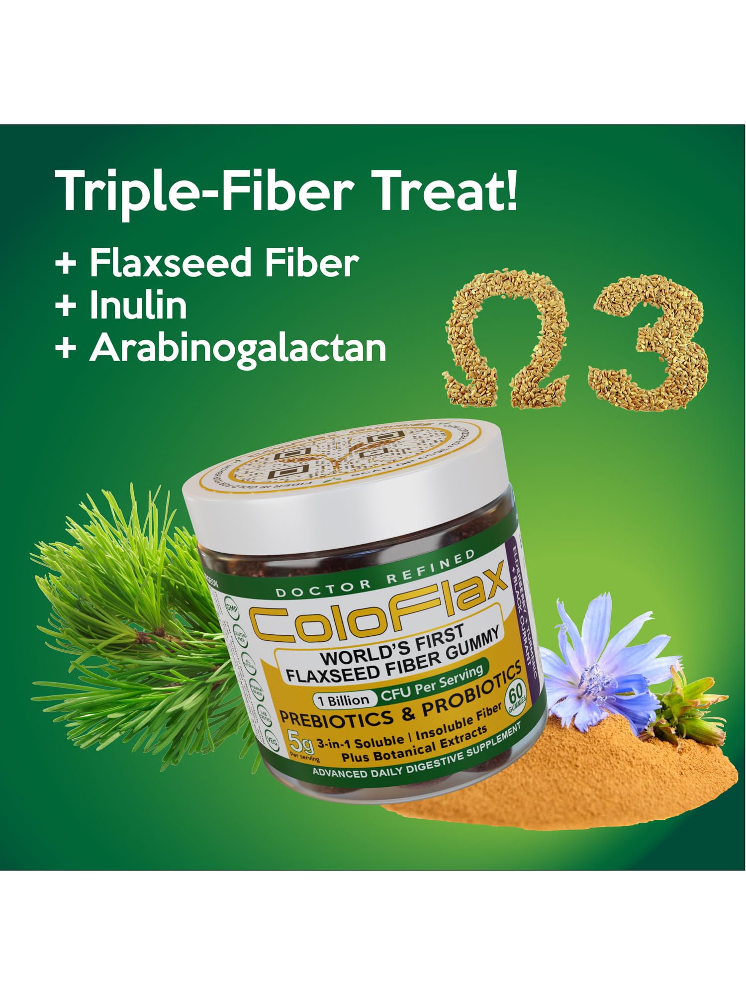 Mua Organic Flaxseed Fiber + Probiotic Gummies | Constipation Relief ...