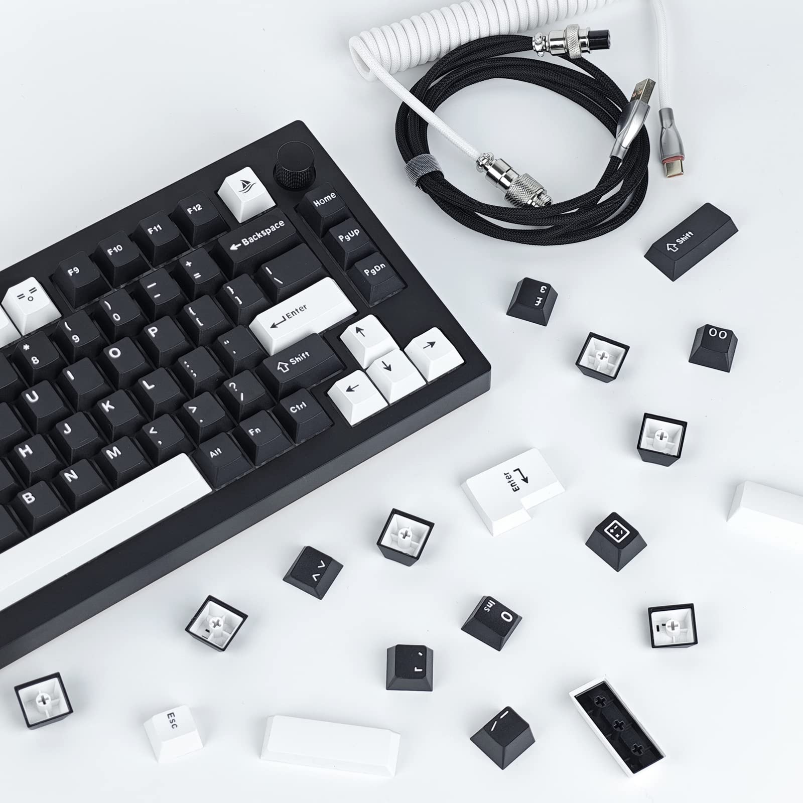 Mua JOLINTAL 173 Keys White on Black Keycap Set, PBT Cherry Profile ...