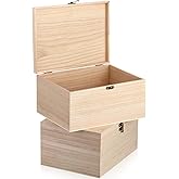 Amazon.com: Extra Large Rectangle Unfinished Pine Wood Box Natural DIY ...