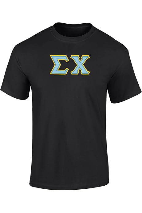 Sigma Theta Chi Greek Letter T-Shirt, Black EMBROIDERED