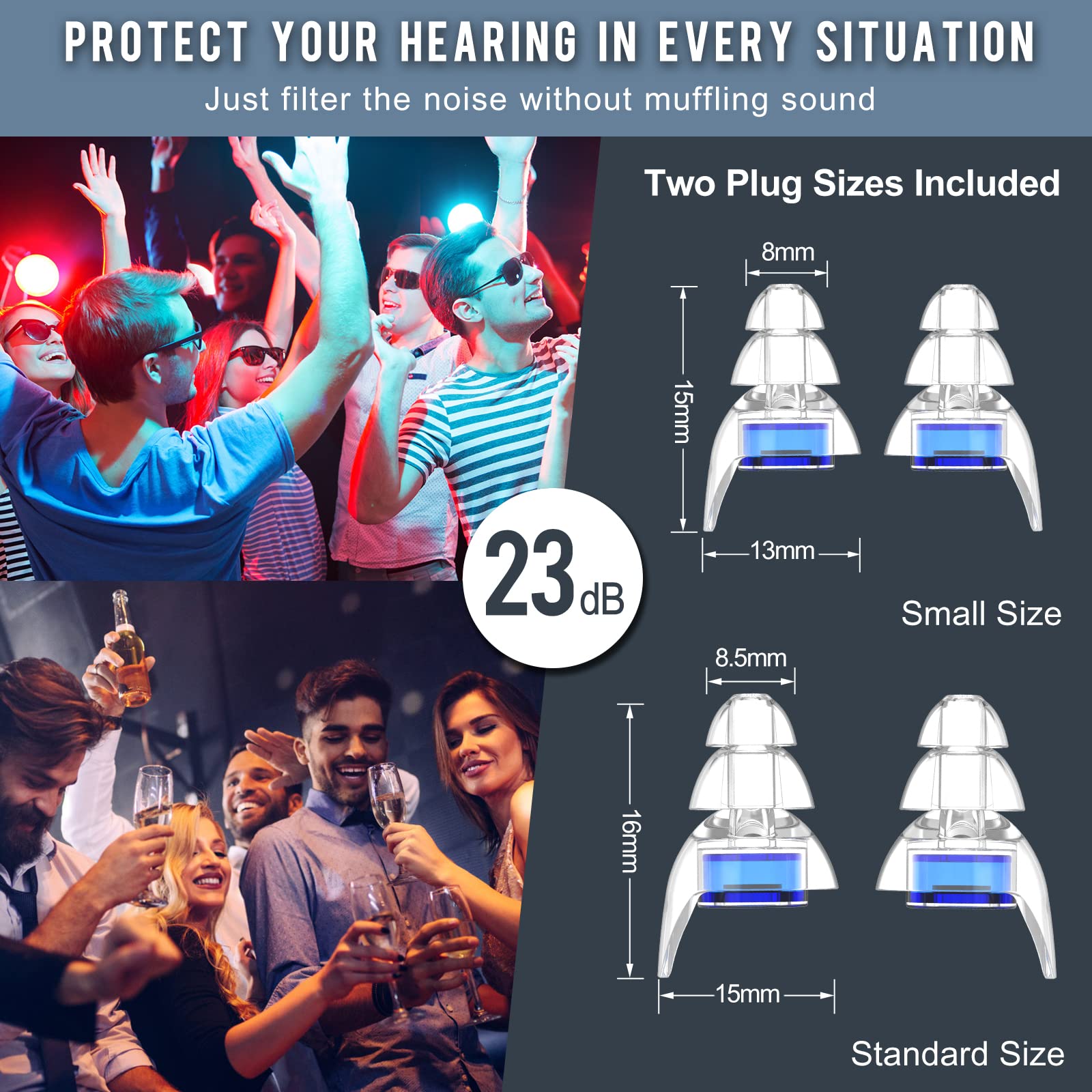 Mua 2 Pairs High Fidelity Concert Ear Plugs, Silicone Hearing ...