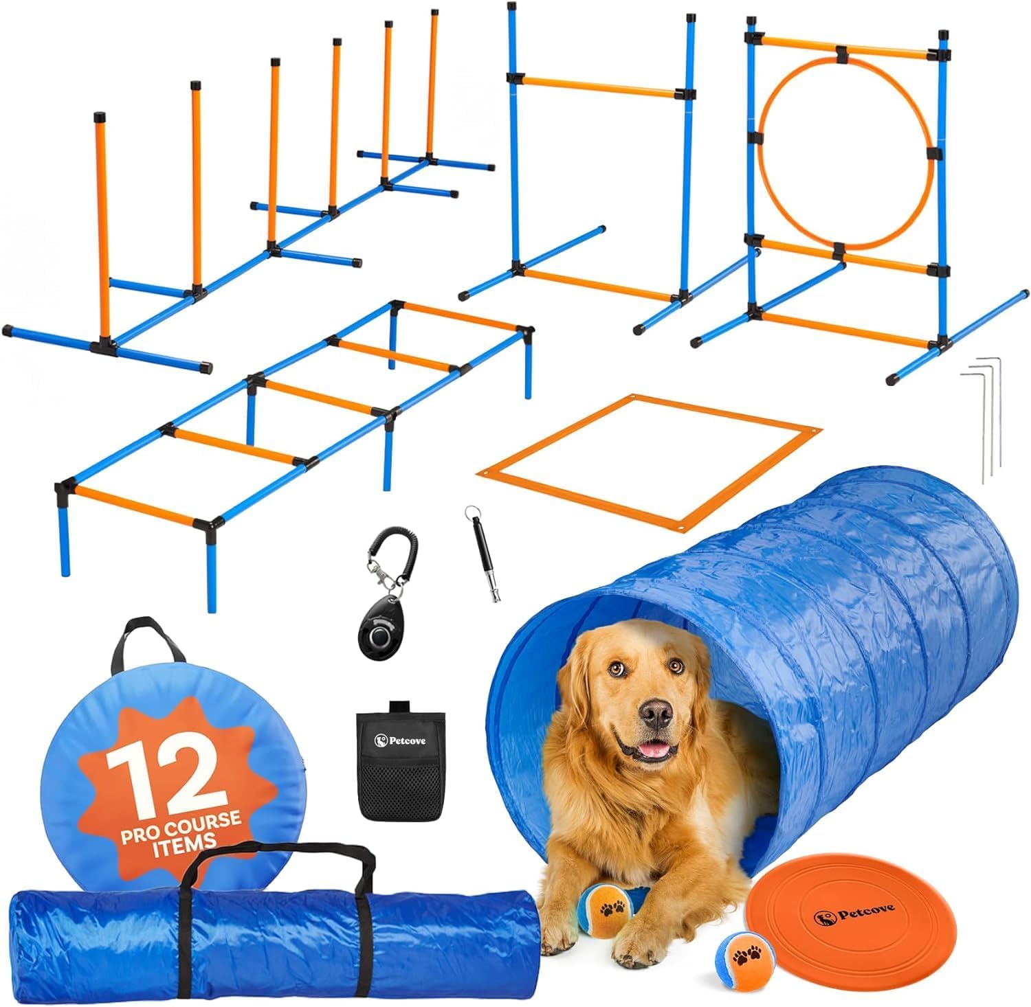 PetCove Dog Agility Obstacle Course Set for Backyard Training and Jumps ...