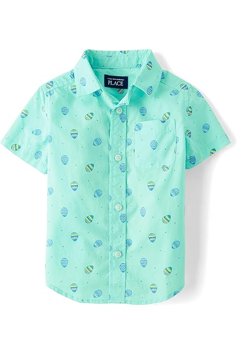The Children’s Place Baby Boys’ Poplin Button-Down Shirt – Short Sleeve ...