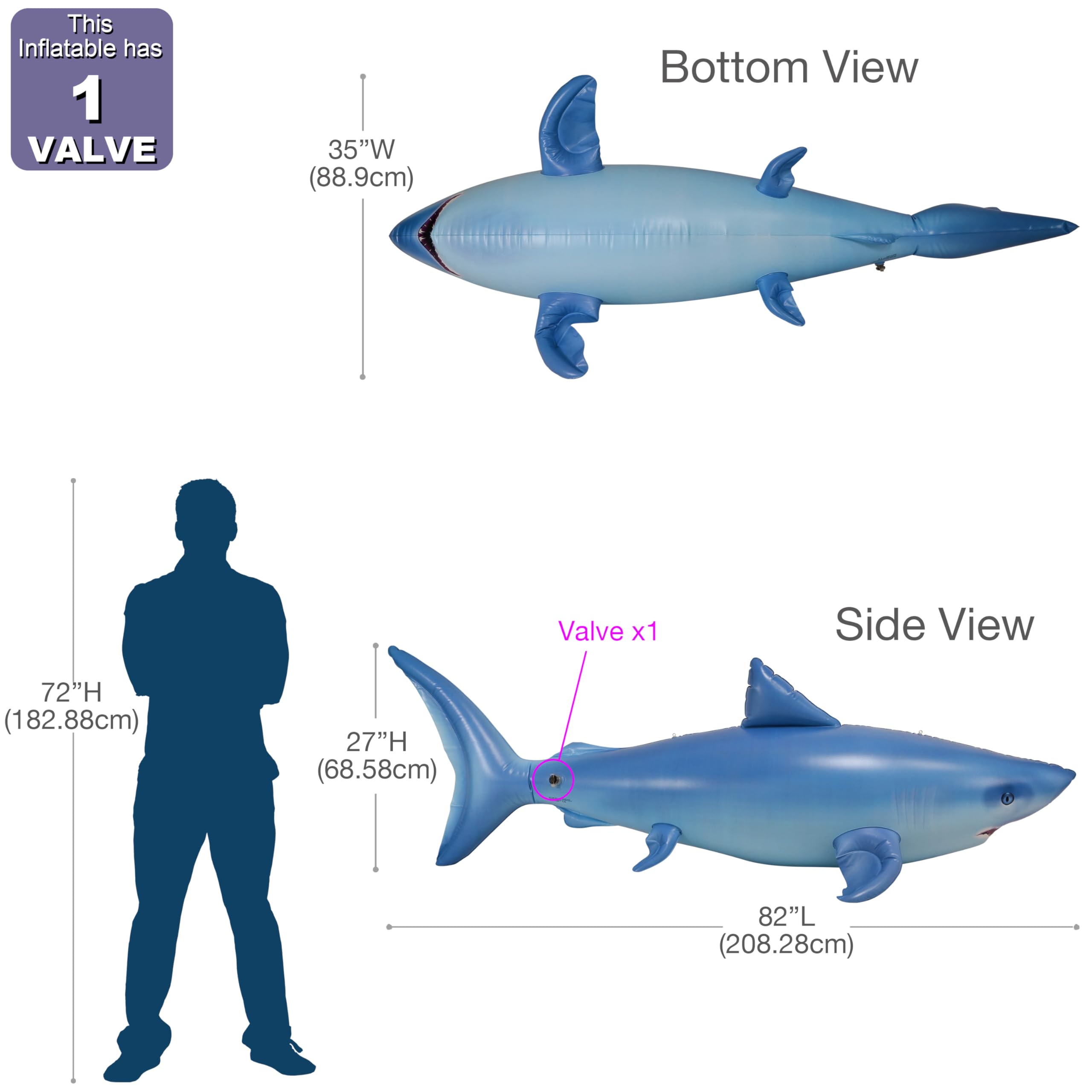 Mua Jet Creations Inflatable Aquatic Animal Shark, Giant 82 inch Long ...
