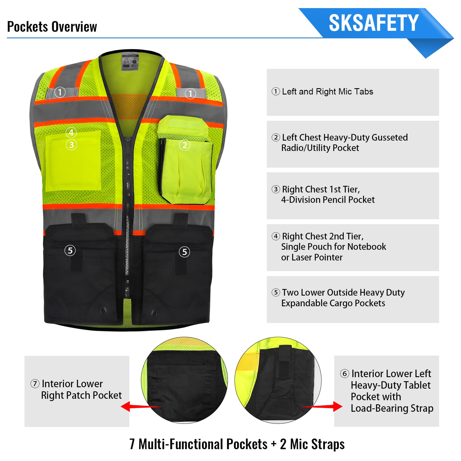Mua SKSAFETY 10 Pockets Professional level Safety Vest, Class 2 High ...