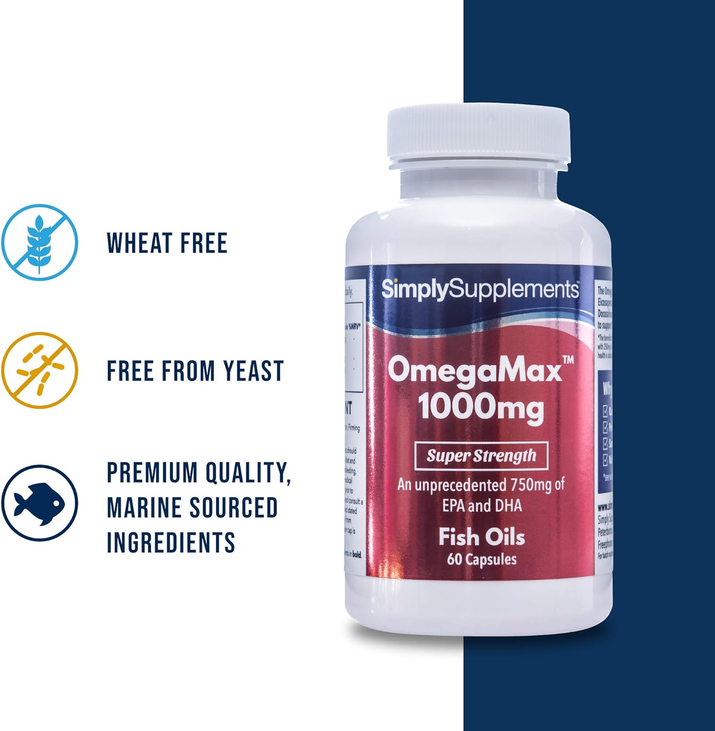 OmegaMax 1000mg | 60 Capsules | Super Strength | Essential Fatty Acids ...