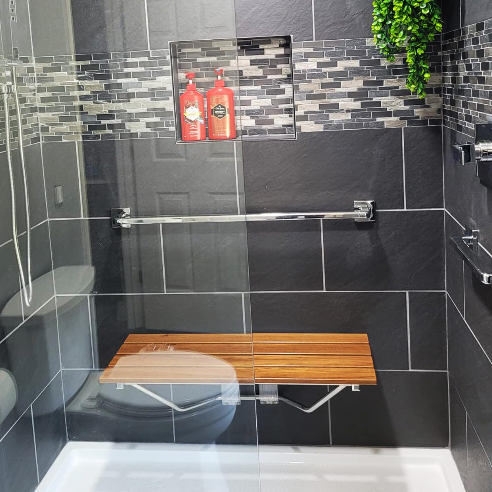 36'' Folding Shower seat Wall Mounted/fold Down Shower seat/Teak Shower ...