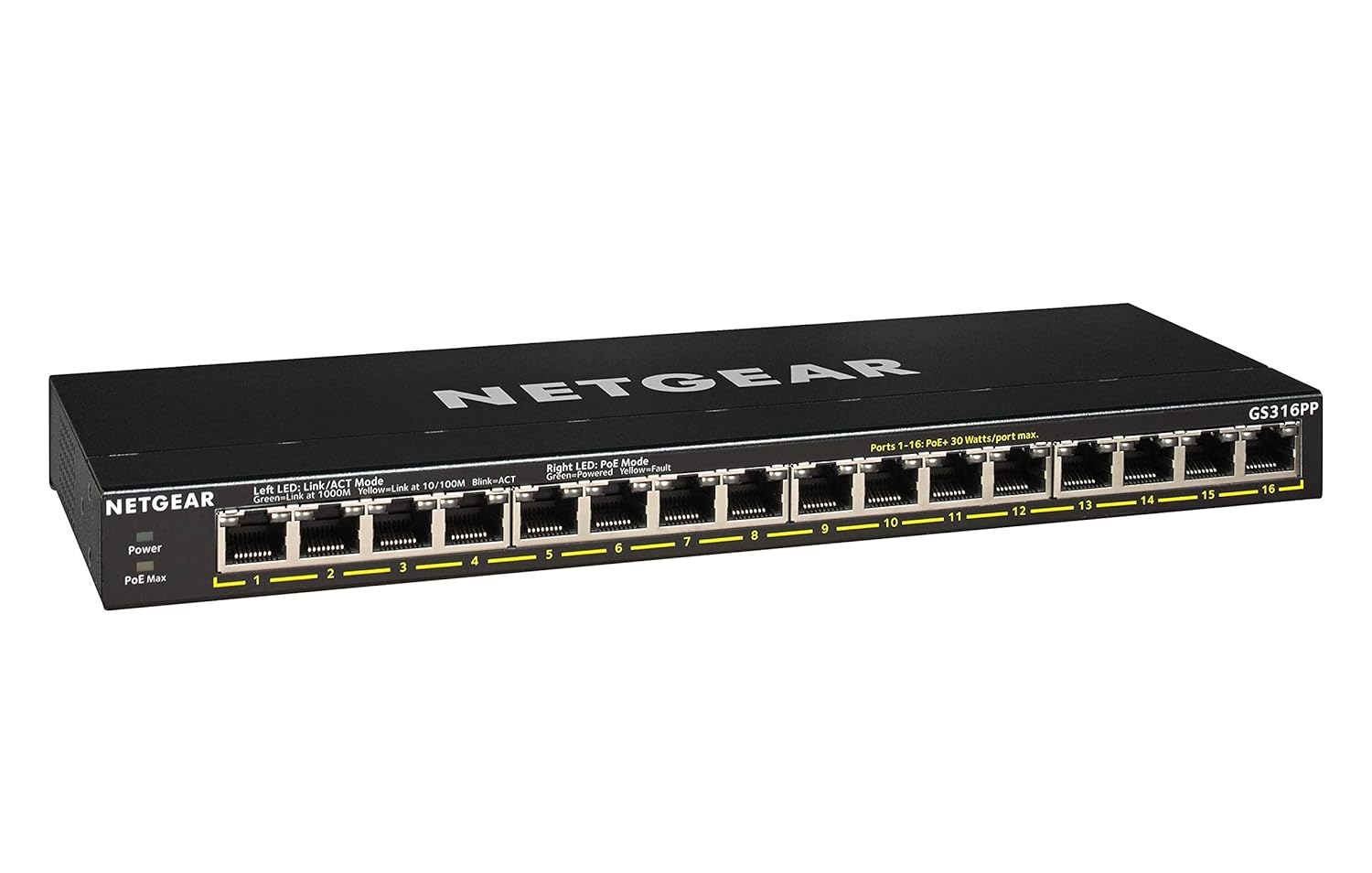 Netgear 16-Port Gigabit Ethernet Unmanaged 183W High-Power PoE+ Switch ...