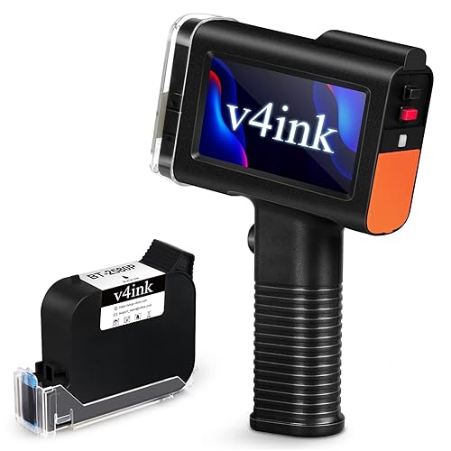 v4ink Portable BT-HH6105B3 Handheld Inkjet Printer with 12.7mm (1/2 Inch) Print Height for ...