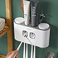 Amazon.com: Toothbrush Holders with Toothpaste Dispenser Wall Mounted ...