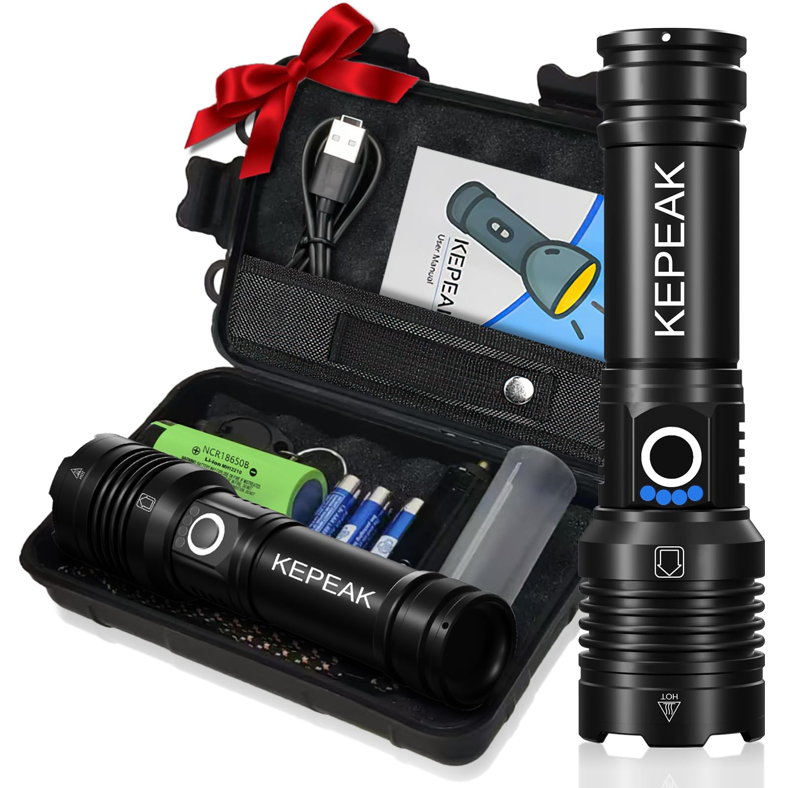 KEPEAK Rechargeable Flashlights, 990,000 Super Bright Flash Lights ...