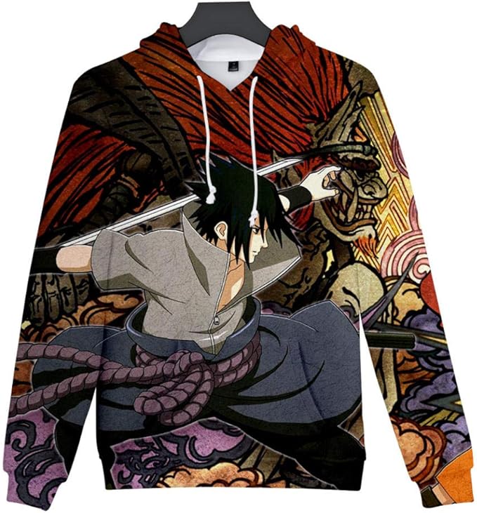 AIBRVC Sweats À Capuche,Hommes Anime Ninja Sombre Série Sasuke 3D Jeu ...
