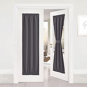 Amazon.com: NICETOWN Door Curtain Panel, Grey French Door Curtains ...