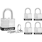 RookMad Keyed Padlocks, Laminated Steel Padlock, Keyed Alike Locks with ...