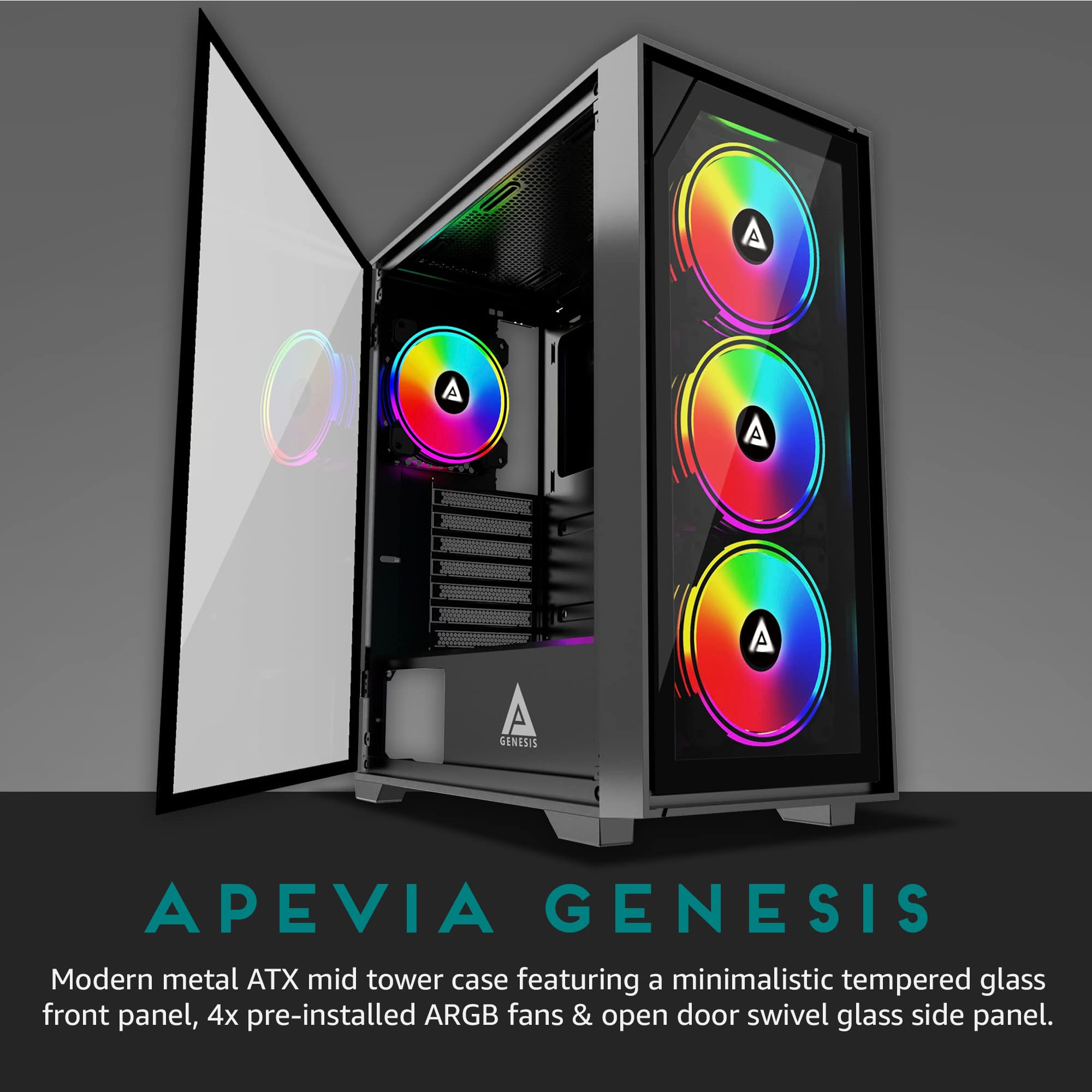 Mua Apevia Genesis-BK Mid Tower Gaming PC Case w/ 4X 120mm ARGB Fans ...