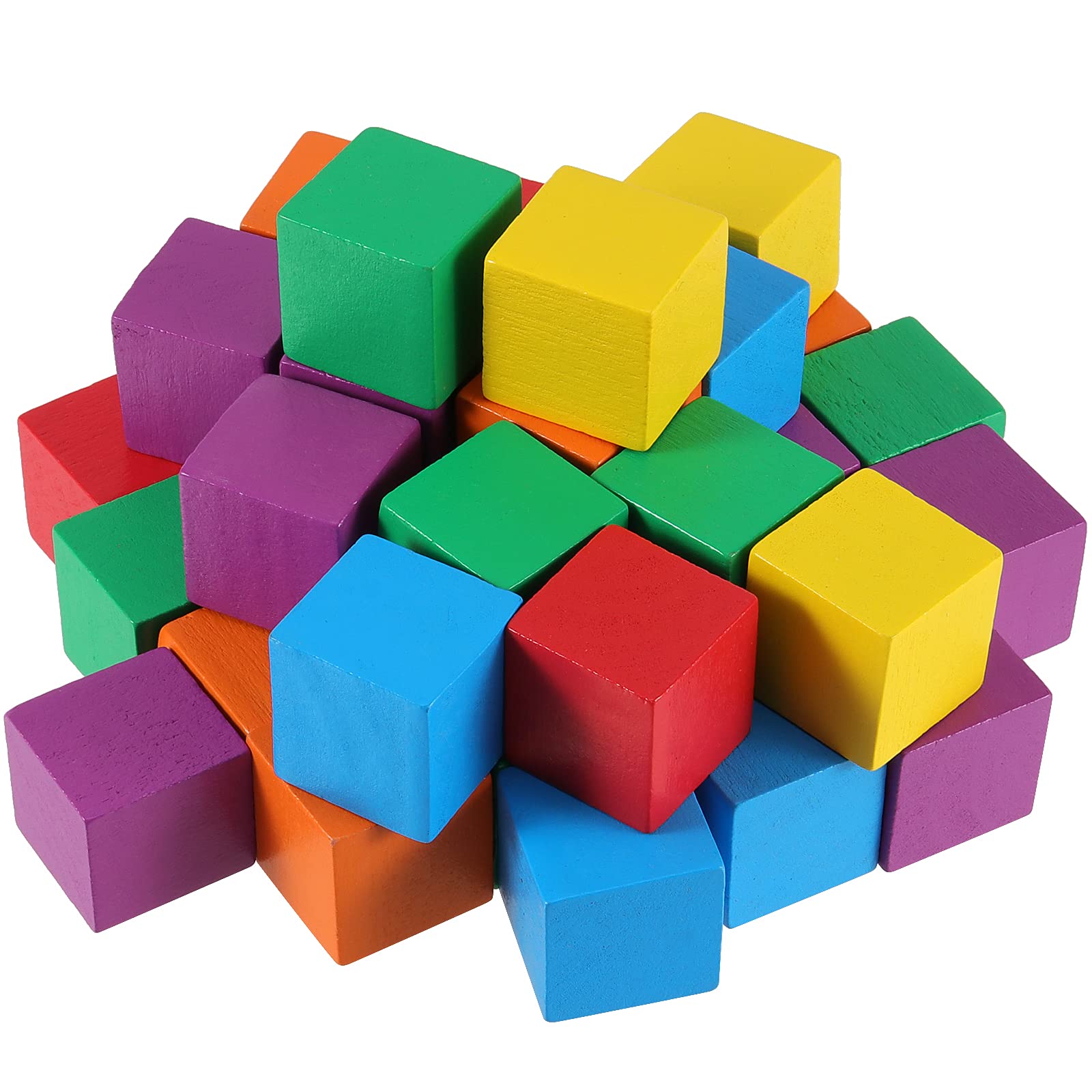 HOIGON 150 PCS 1 Inch Colorful Wooden Blocks, Small Wooden Cubes with ...