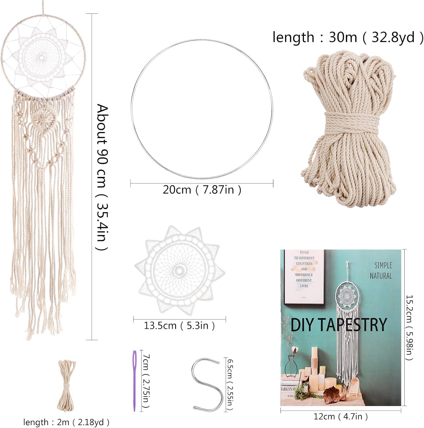 Gukasxi DIY Macrame Kits for Adult Beginners, DIY Dream Catcher Macrame ...