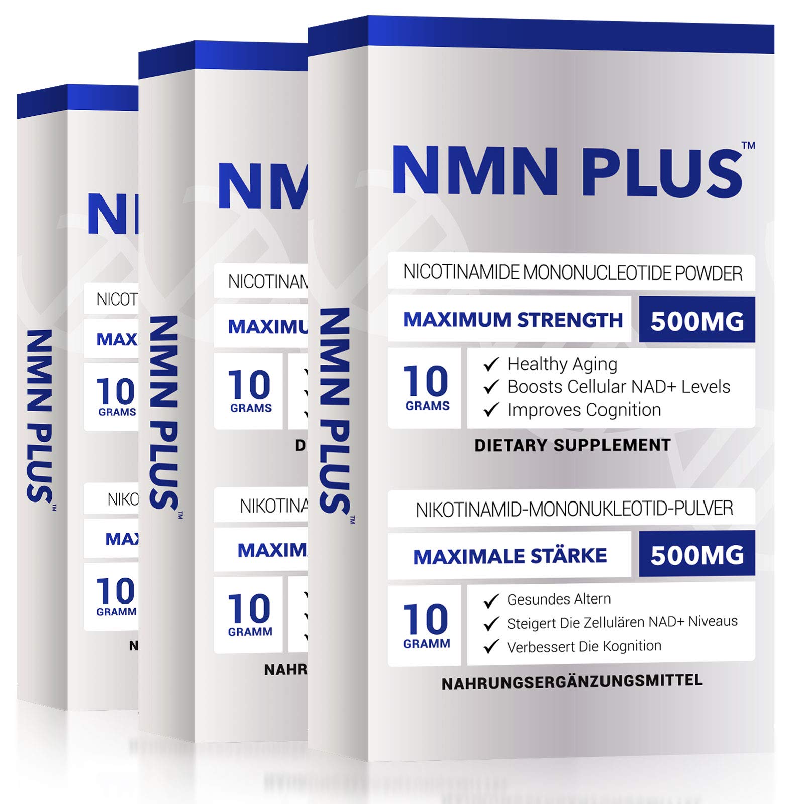 Buy NMN PLUS 3 Pack Ultra Pure NMN Powder 500mg, Sublingual NAD+ Nicotinamide Mononucleotide ...
