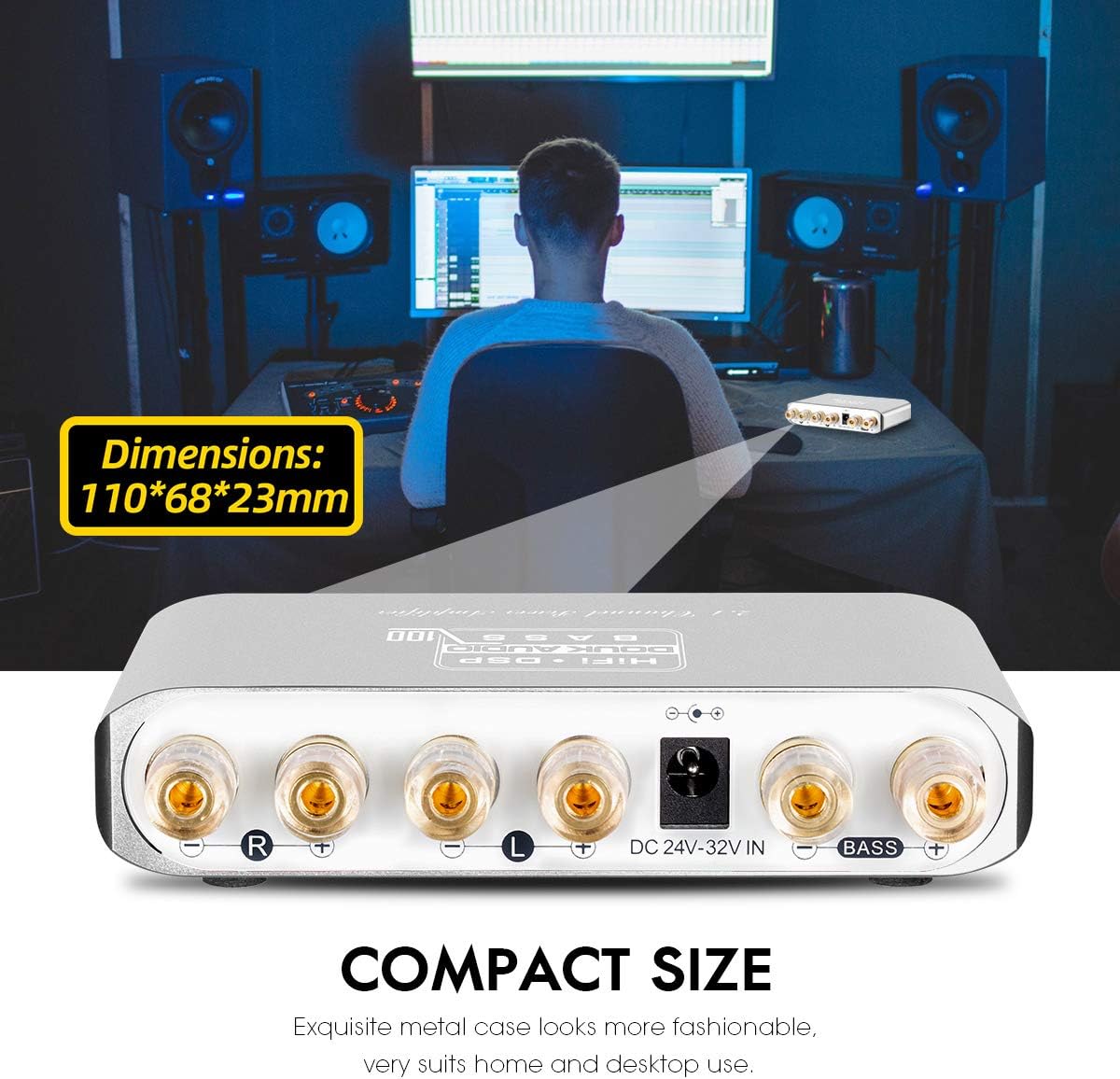 Nobsound Mini 2.1 Channel Bluetooth DSP Digital Power Amplifier HiFi ...