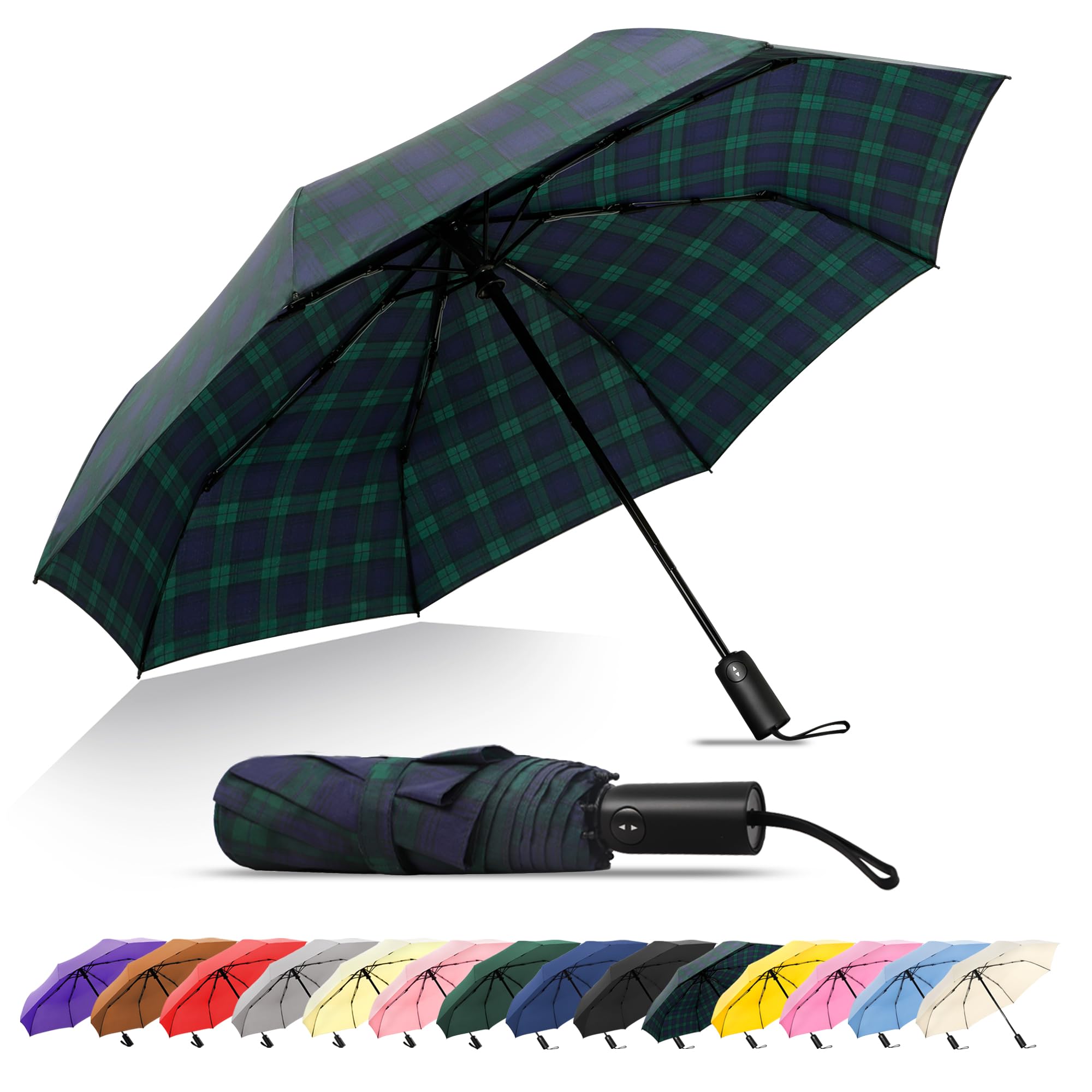 SoulRain plaid travel umbrella compact size,auto open close Folding ...