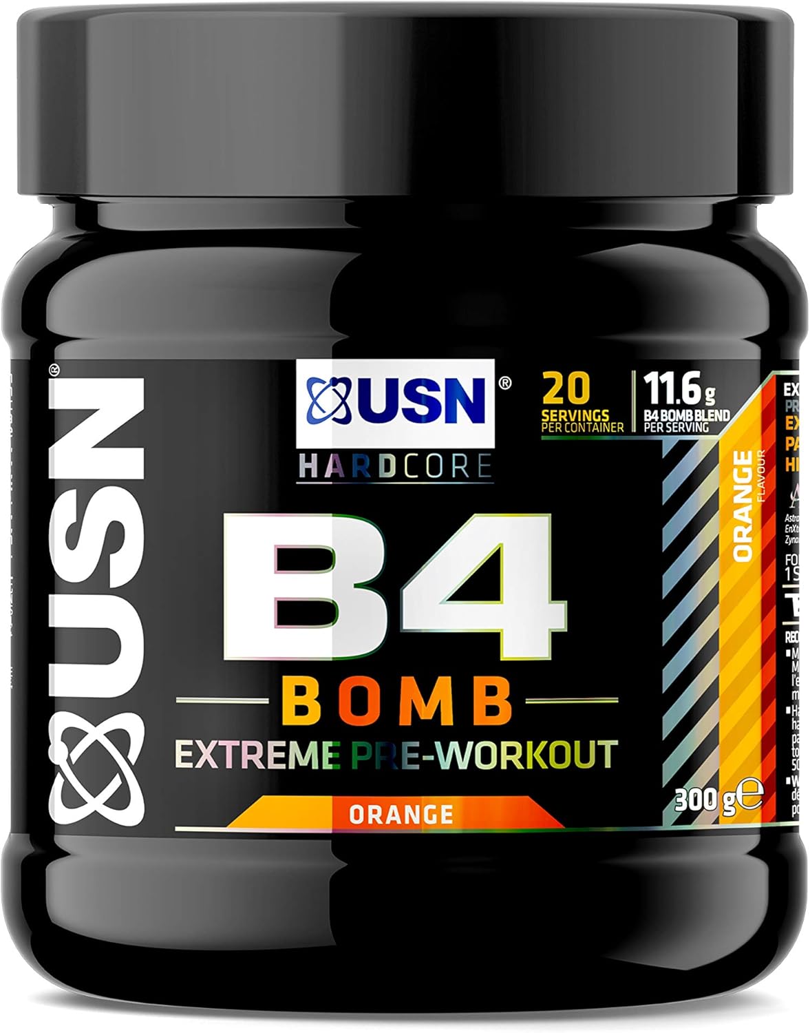 USN Pre Workout B4 Bomb Orange 300g: Explosive Pre Workout Energy Drink ...