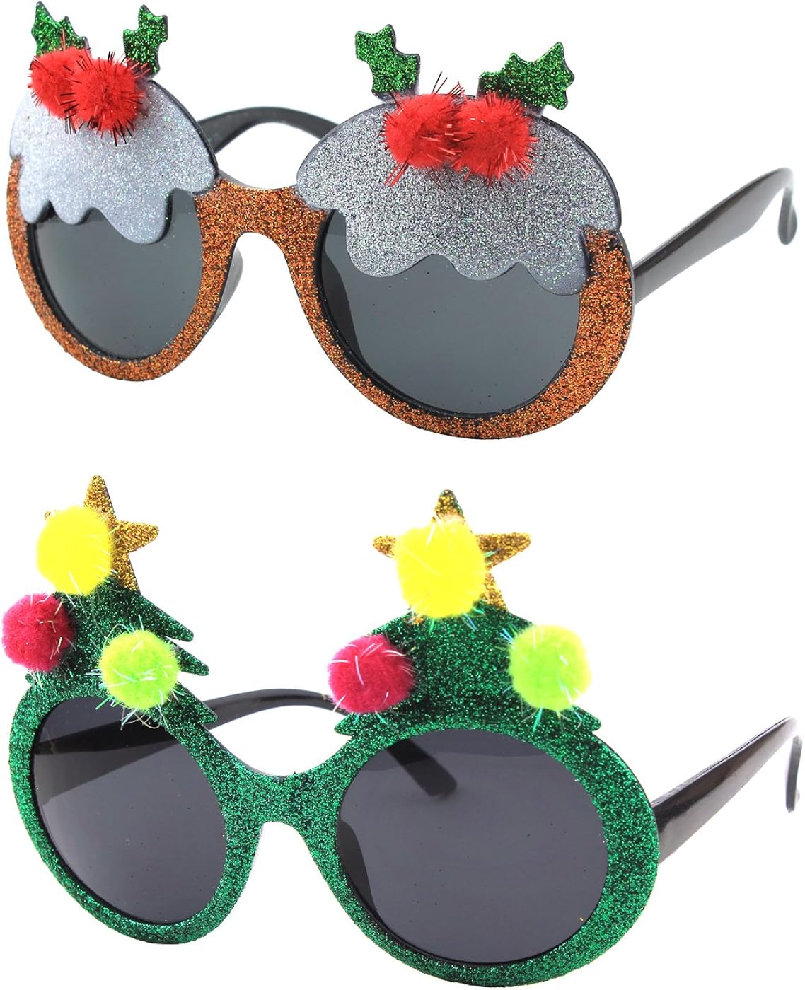 Amazon.com: Christmas Sun Glasses Costume Accessory Novelty Glitter ...
