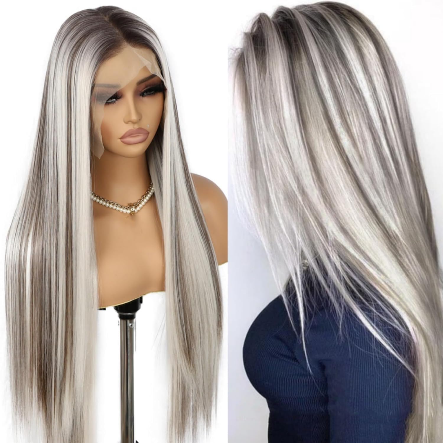 SAPPHIREWIGS 13×6 Straight Synthetic Lace Front Wigs for Women ...