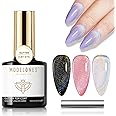 Amazon.com: modelones Cat Eye Gel Nail Polish Top Coat, 2-in-one Rainbow 9D Glitter Clear Gel ...