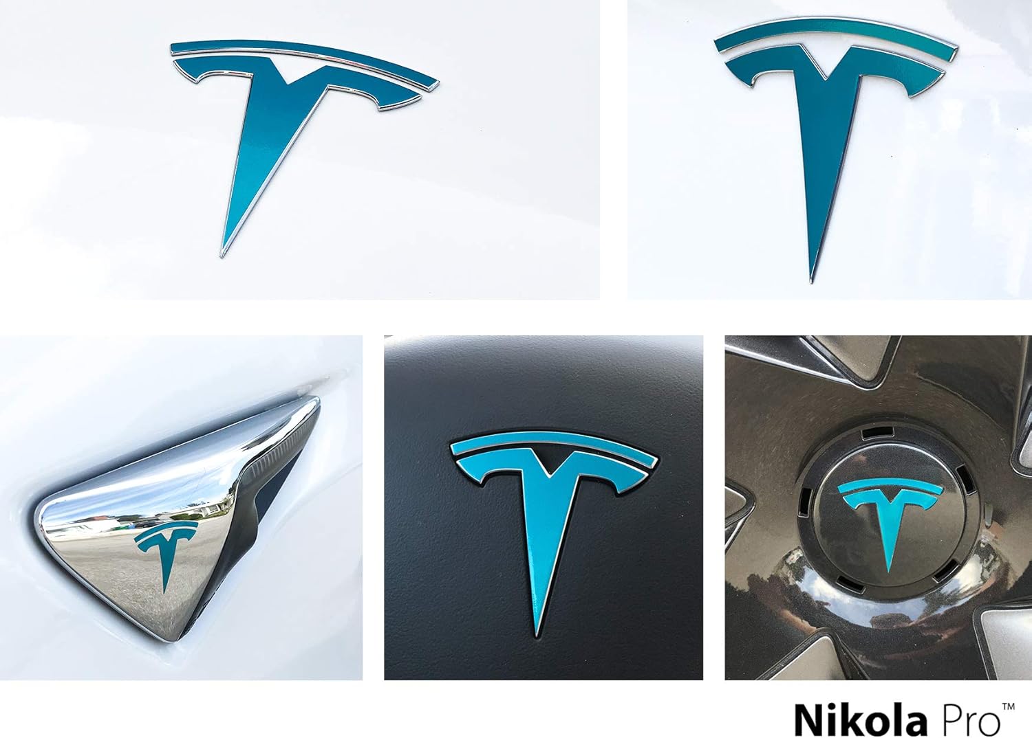 Amazon.com: Nikola Pro Tesla Model 3 Logo Decal Wrap Kit (Gloss Teal ...