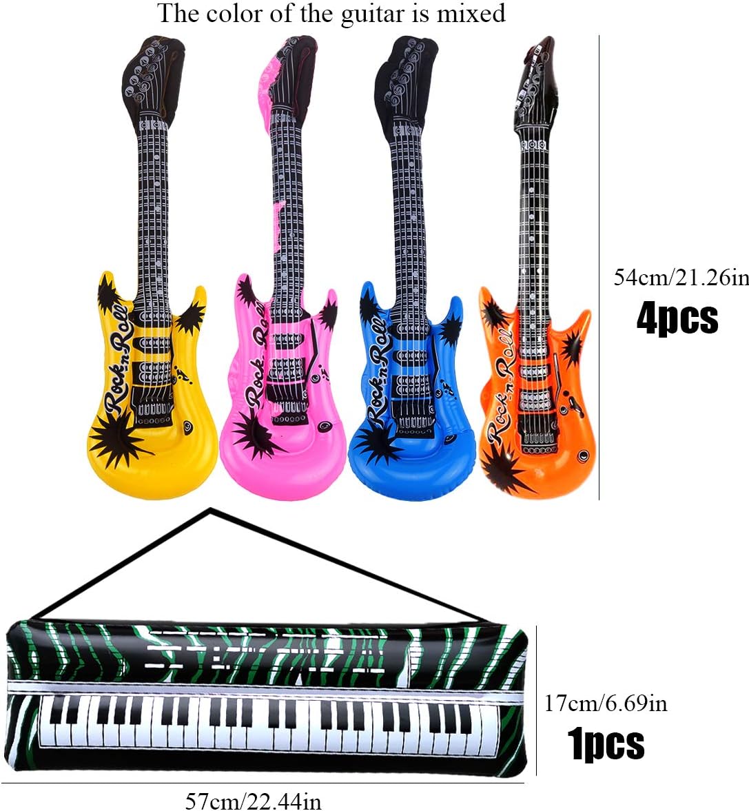 14Pcs Inflatable Guitar Party Decorations Favors, Inflatable Rock Star ...