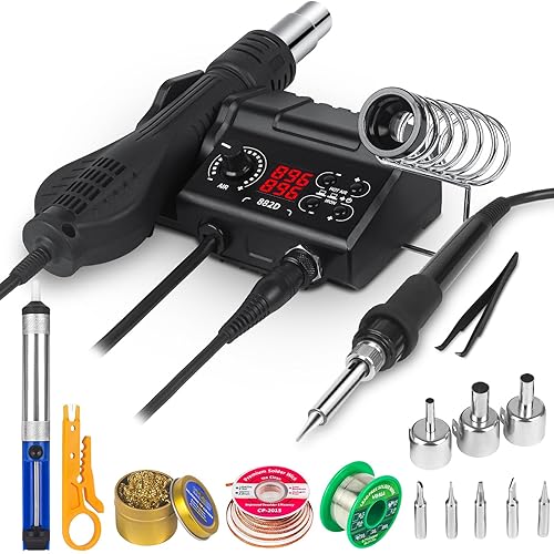 TOOLSLAND Soldering Iron Station with Solder Kit, Updated 882D 2-IN-1 ...