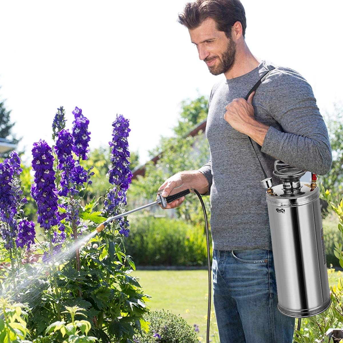 INWAVE Stainless Steel Sprayer, 1 Gallon - Steel Hand-Pump Sprayer ...