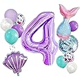 Amazon.com: Mermaid 4th Birthday Decorations for Girls, Mermaid ...