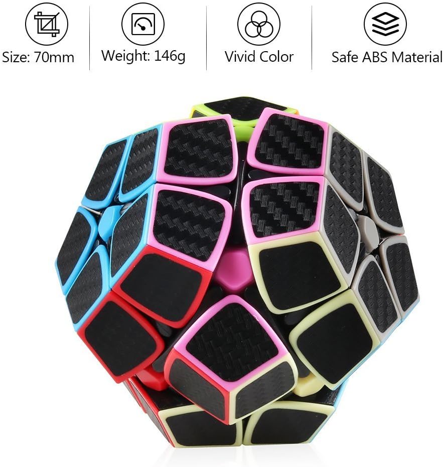 EasyGame Megaminx Cube, Carbon Fiber 2X2 Megaminx Magic Dodecahedron ...