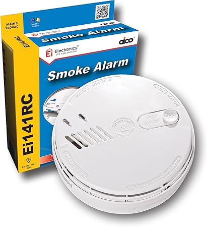 Aico EI141RC Mains Ionisation Smoke Alarm with 9V Battery Back-up ...