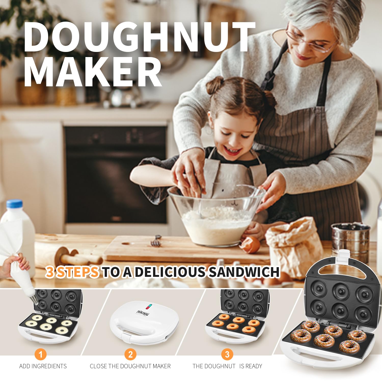 Mua DSP Mini Donut Maker - Non-Stick, Cool Touch Electric Doughnut ...